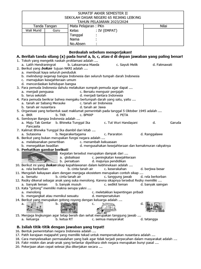 Sumatif PKN KLS 4 | PDF