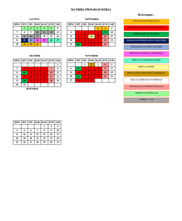 Matriks Program Kerja 2023 | PDF