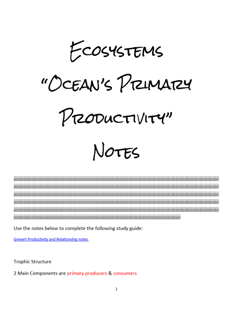 Ecosystem Primary Producer NOTES | PDF | Food Web | Organisms