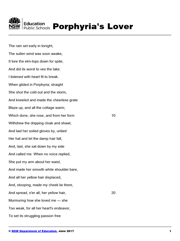 English Extension s6 Browning Resource 3 Porphyrias Lover | PDF