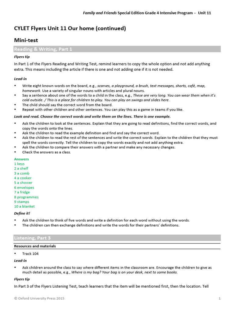 G4 Intensive LessonPlan Unit11 | PDF | Question | Vocabulary