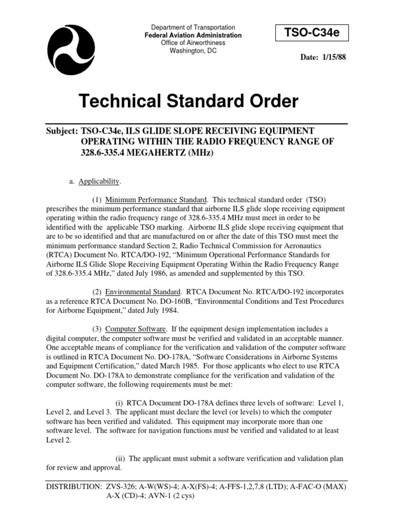 Technical Standard Order: TSO-C34e | PDF | Verification And Validation ...