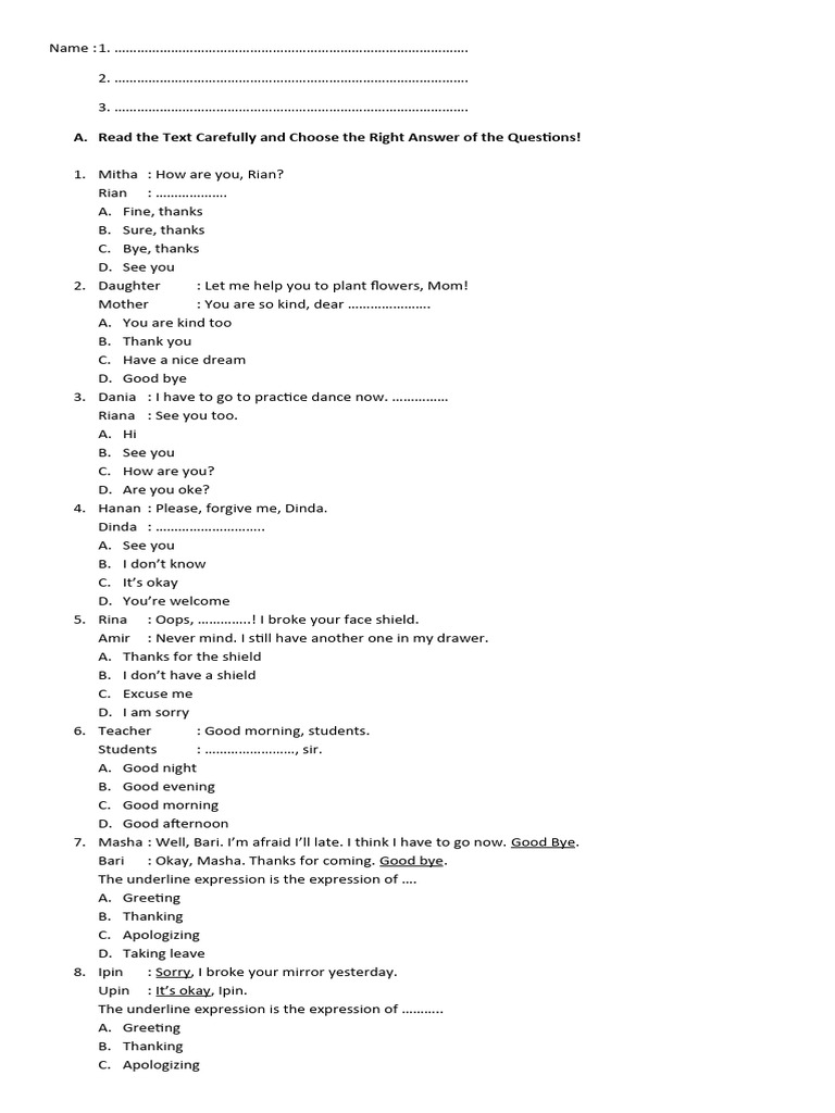 English Dialogue Practice | PDF