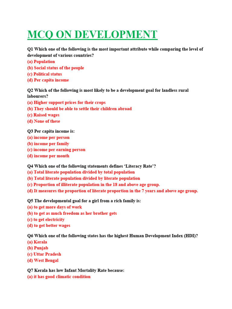 Ch1 Development Objective 1 | PDF | Developing Country | Infant Mortality