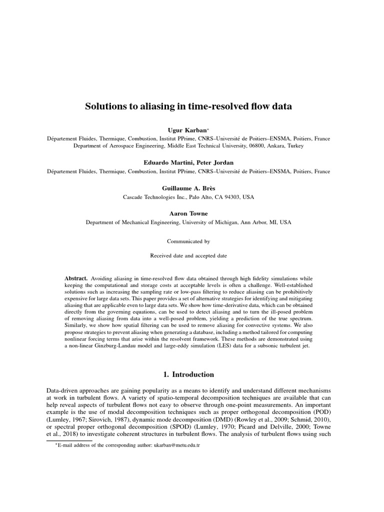 Solution To Aliasing In Time Resolved Flow Data Pdf Filter Signal Processing Sampling