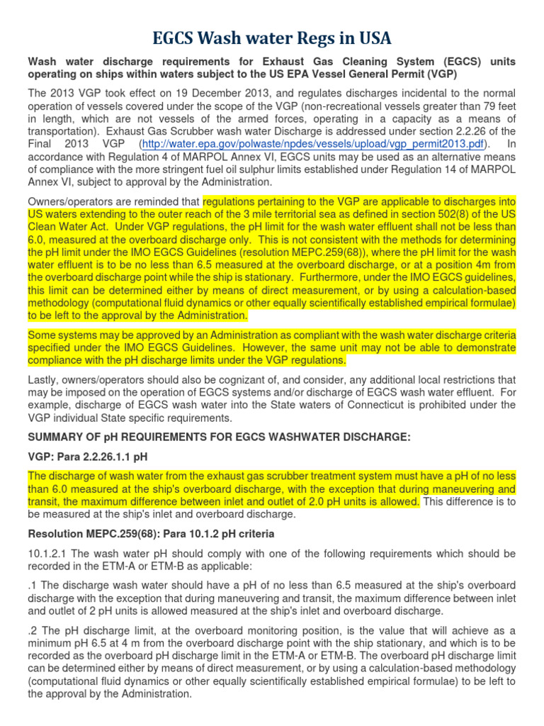 EGCS Washwater Regs in USA | PDF | Pollution | Environmental Protection