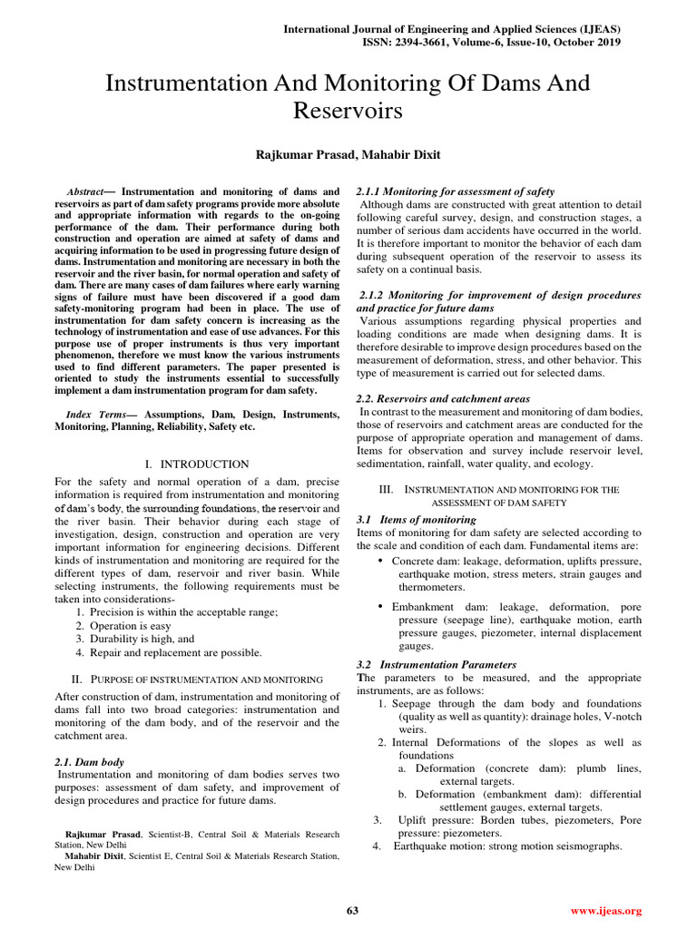 Instrumentation and Monitoring of Dams and Reservoirs | PDF | Dam ...