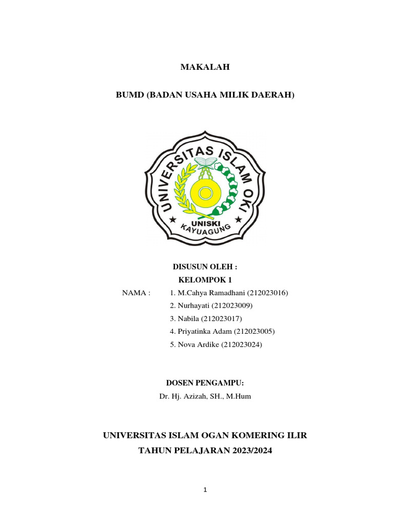 Makalah Badan Usaha Milik Daerah-Bumd | PDF | Pengelolaan Keuangan ...