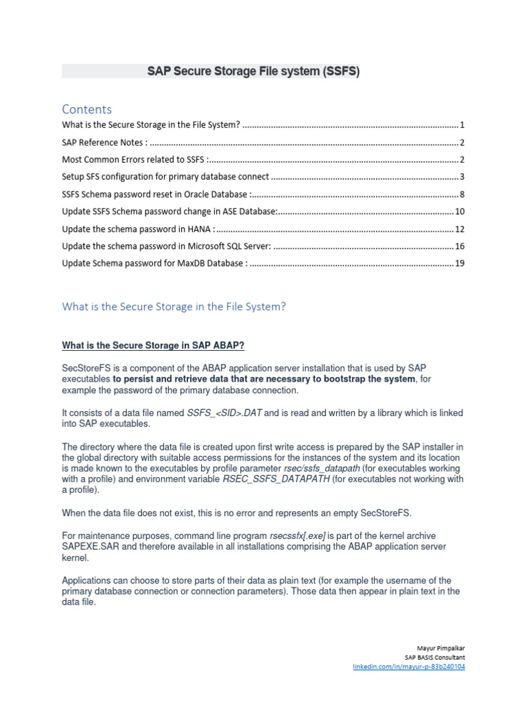 SAP Secure Storage File System SSFS 1714419703 | PDF | Databases | File System
