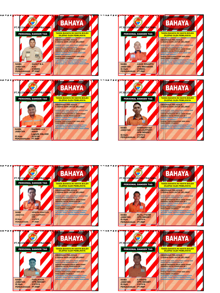 Format Personal Danger Tag | PDF