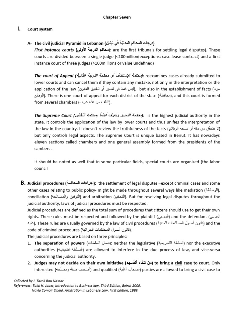 Chapter Seven - Courts and Arbitrationsummary | PDF | Arbitration | Lawsuit
