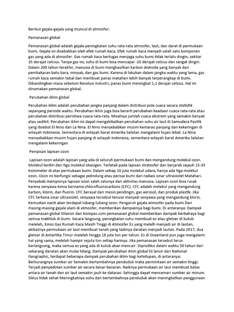 Gejala Atmosfer: Pemanasan Global & Iklim | PDF | Sains & Matematika ...