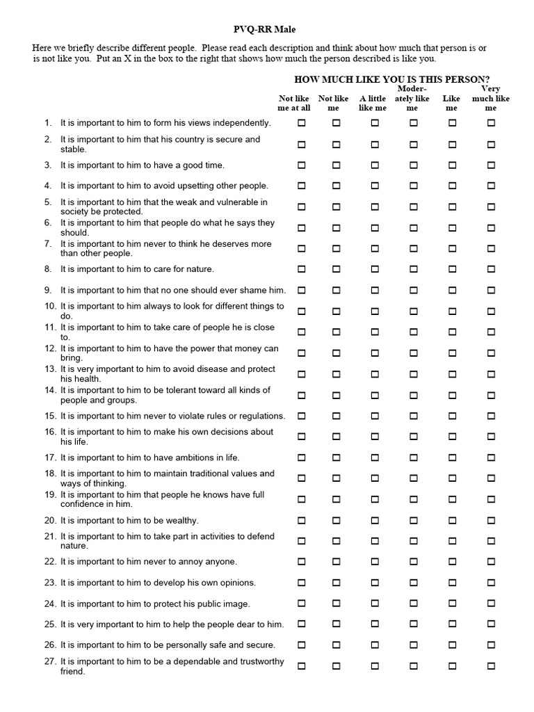 PVQ-RR Eng M&F | PDF