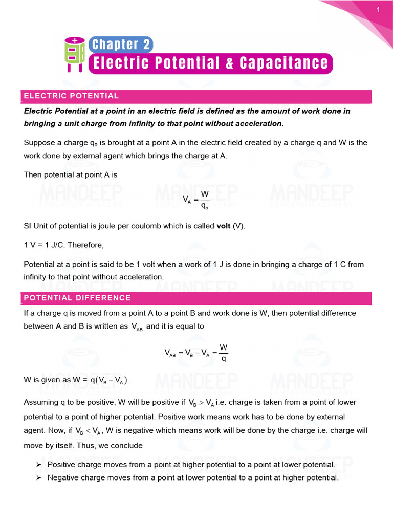 Understanding Electric Potential and Capacitance | PDF | Electrostatics | Voltage