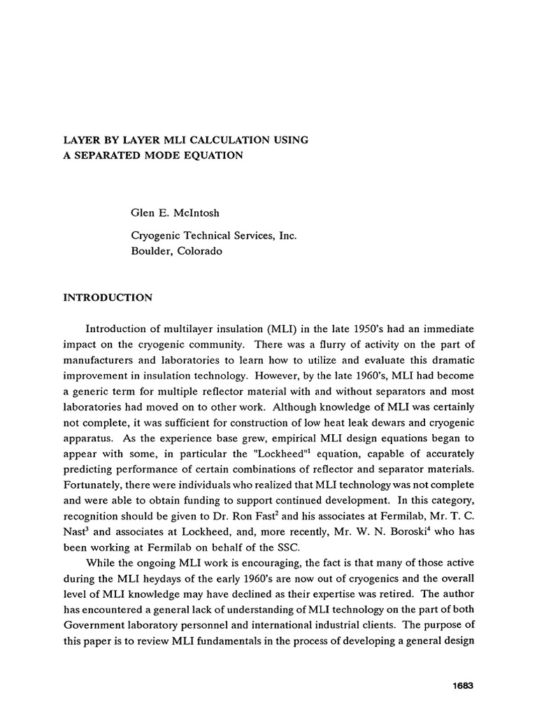 McIntosh-1994-Layer by Layer MLI Calculation U | PDF | Thermodynamics ...