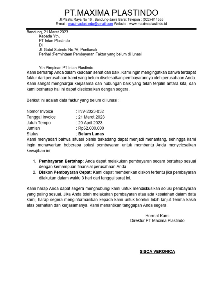 Surat Tagihan Bisnis - Deden Priatna | PDF | Pengelolaan Keuangan & Uang