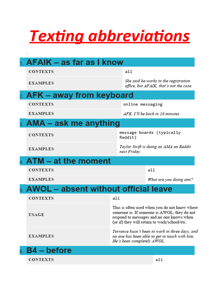 Texting Abbreviations | PDF | Peer To Peer | Internet Forum