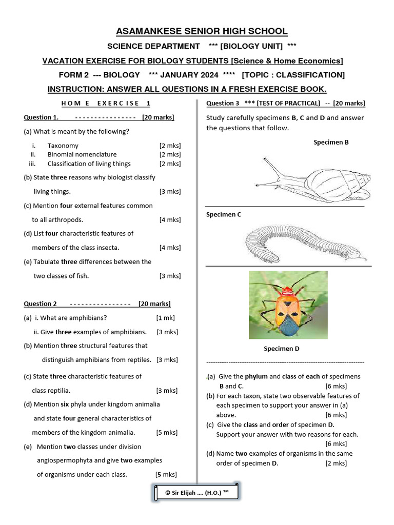 F2-Bio Vac Exer 1-24 p1 | PDF | Taxonomy (Biology) | Taxon