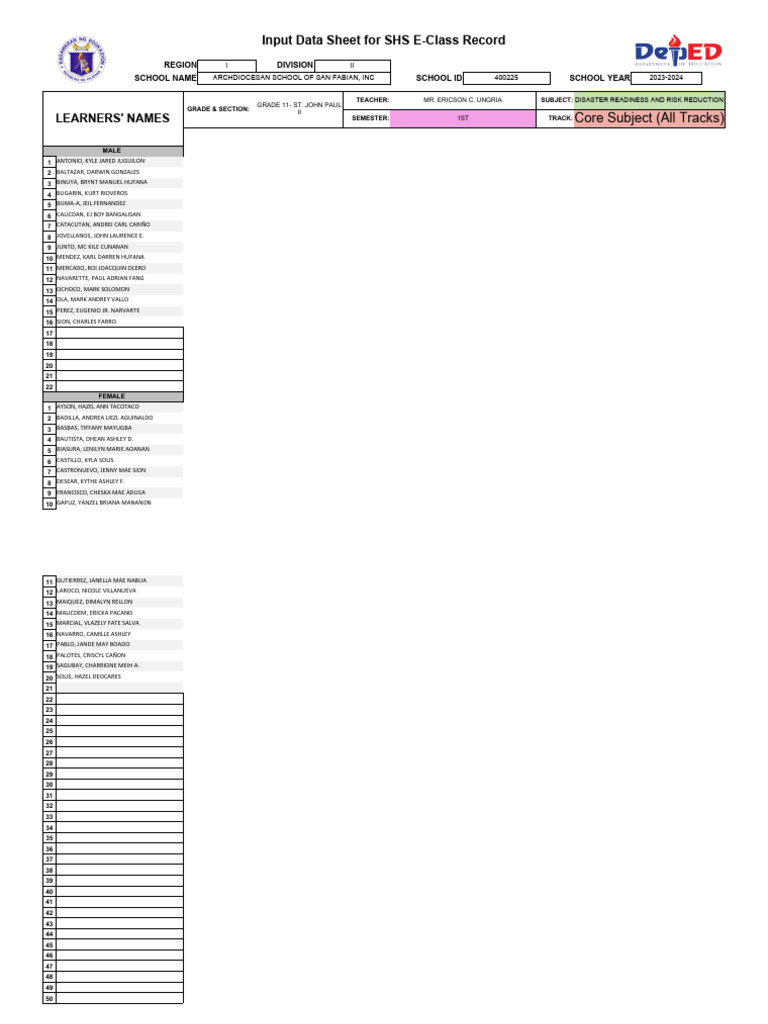 Grade 11 St. John Paul II Els 23 24 3 | PDF