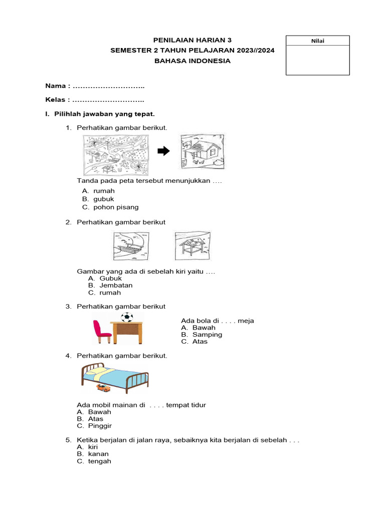 PENILAIAN HARIAN 3 Bahasa Indonesia Sem 2 | PDF | Olahraga & Rekreasi | Griya & Taman