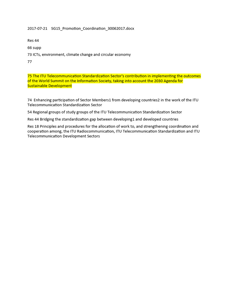 SG15 Guidelines Relevant WTSA20 Resolutions | PDF | Science & Mathematics