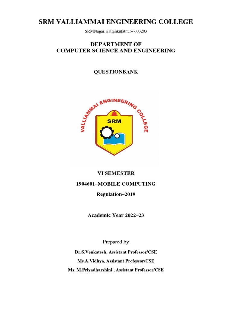 Mobile Computing Question Bank for CSE | PDF | Wireless Ad Hoc Network ...