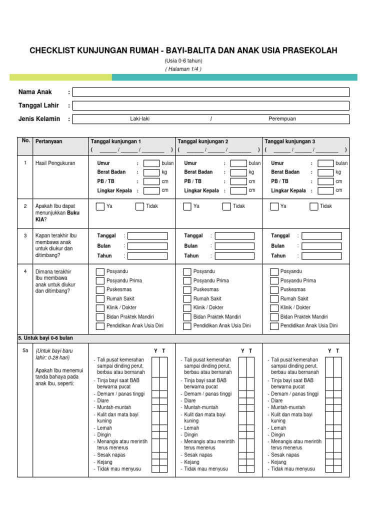 Checklist Kunjungan Bayi-Balita | PDF