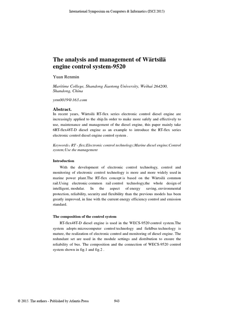 Wärtsilä WECS-9520 Control System Analysis | PDF | Piston | Fuel Injection