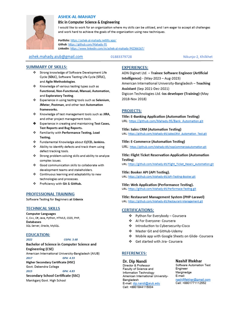 Resume Format | PDF | Software Development Process | Software Development