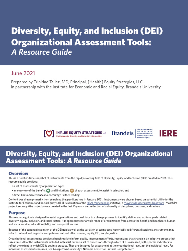 dei-organizational-assessment-tools | PDF | Health Equity | Policy