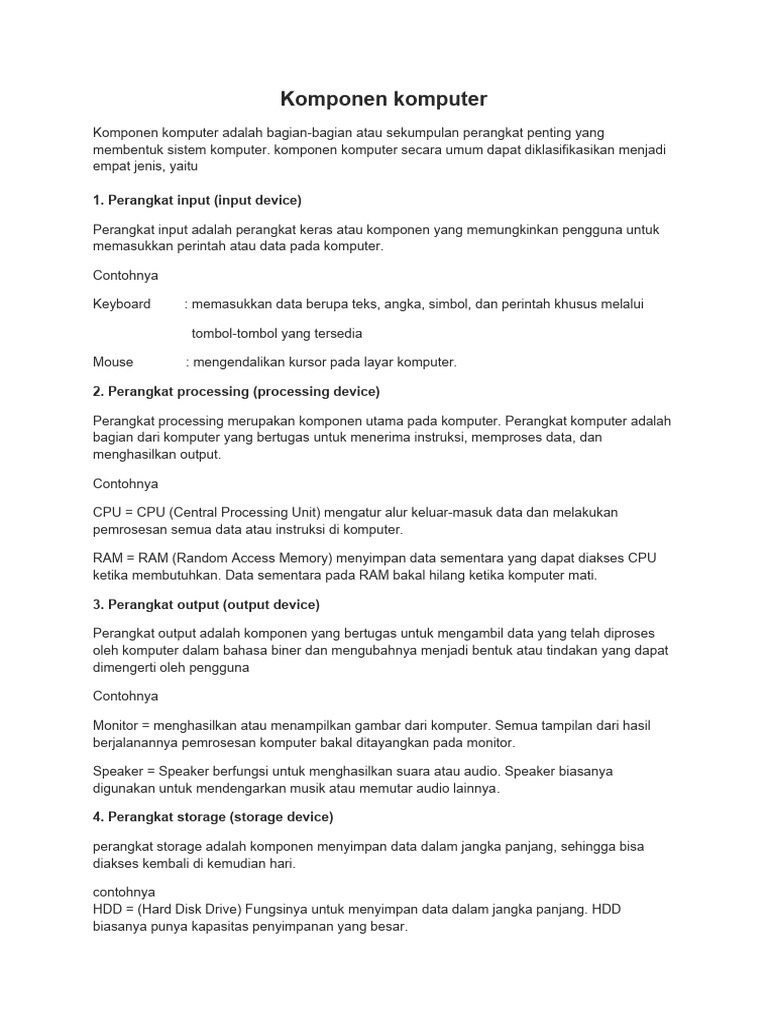 Komponen Komputer | PDF