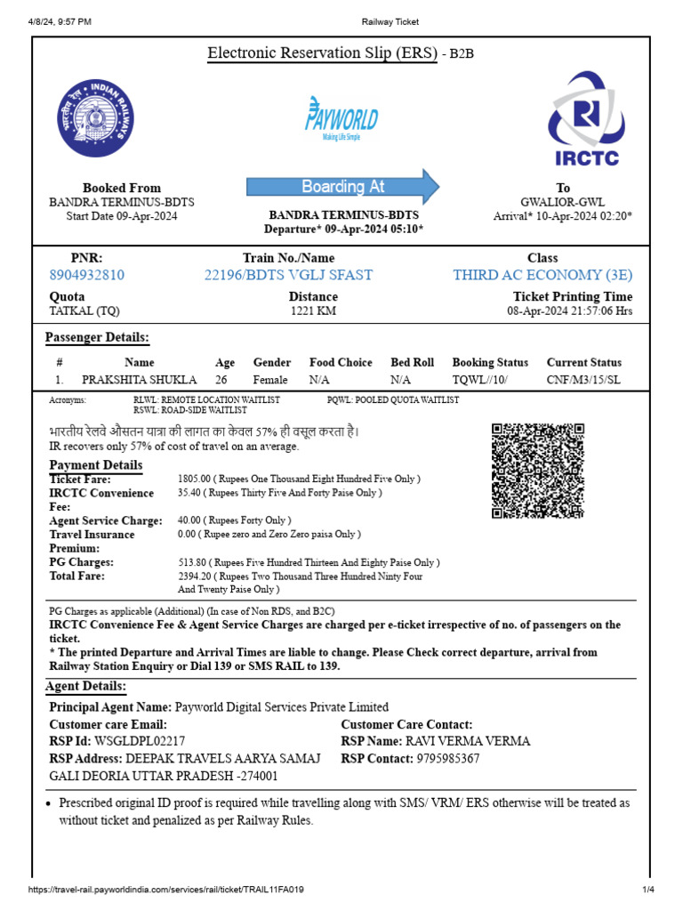 Railway Ticket LTT | PDF | Rail Transport | Transport