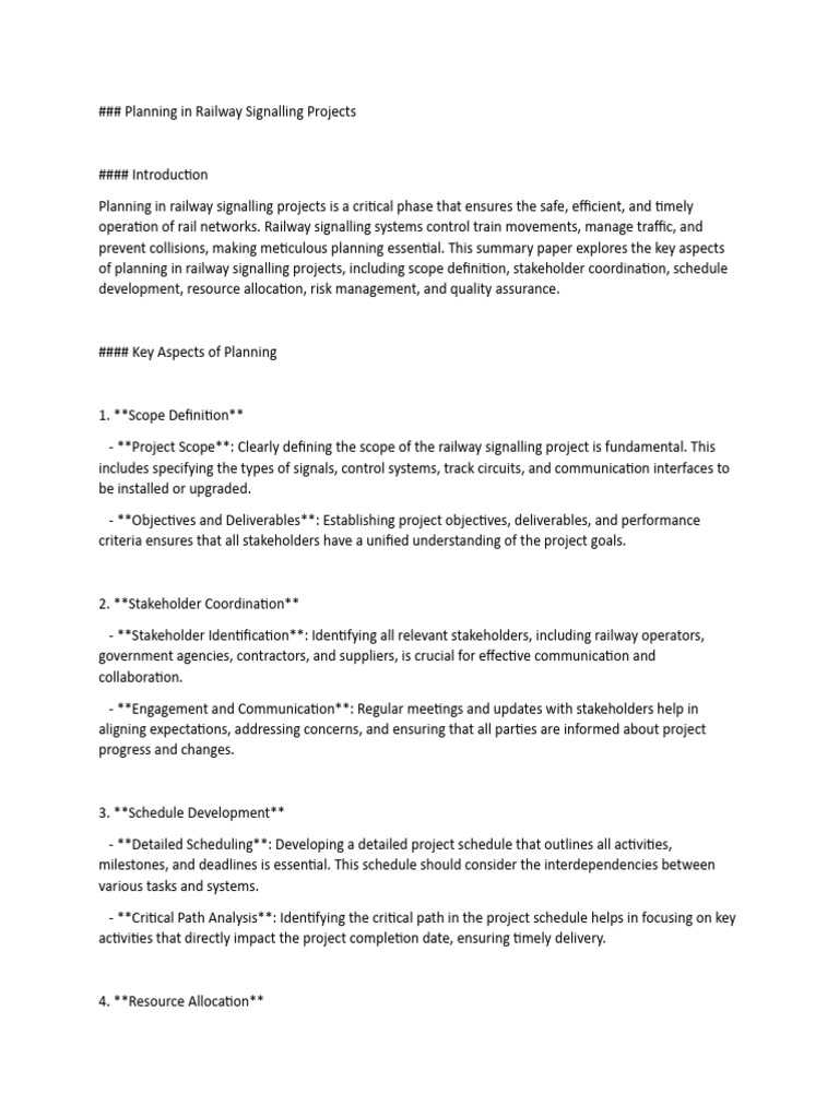 Railway Signalling Project Planning | PDF | Risk Management ...