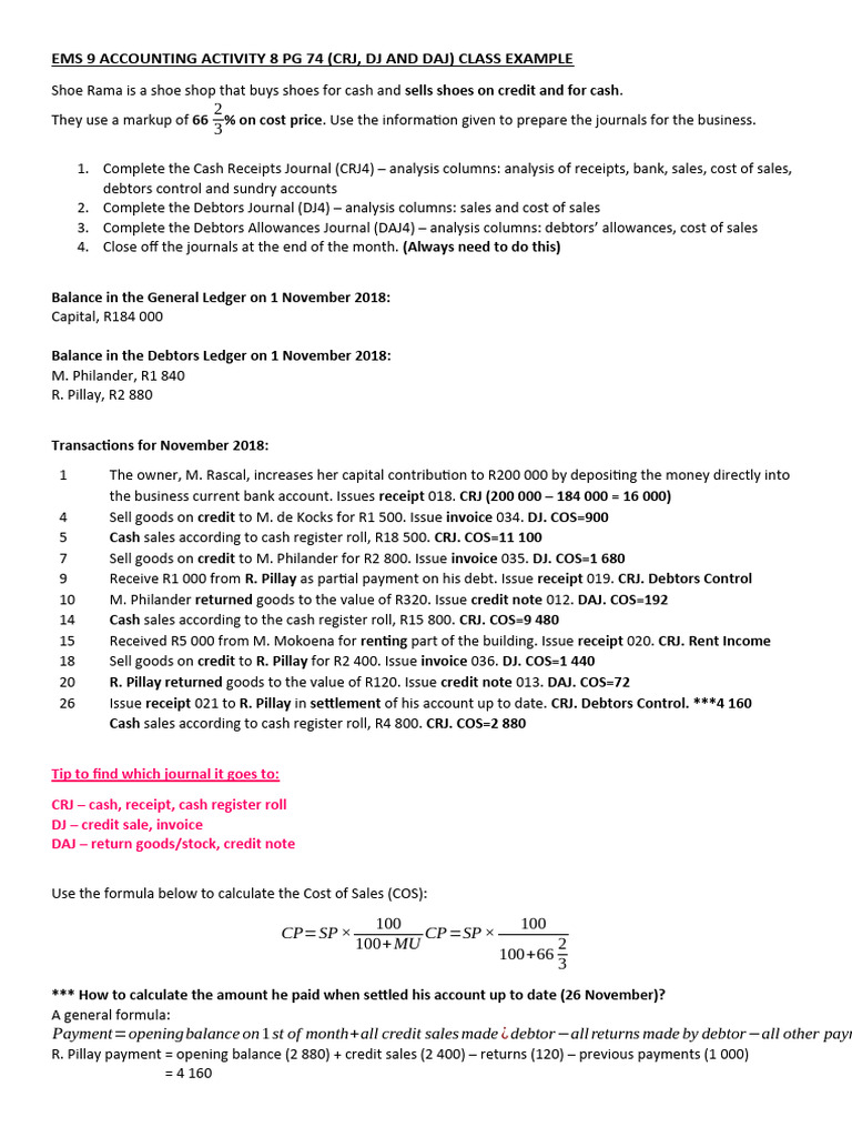 EMS G9 Act 8 Class Example | PDF | Receipt | Credit