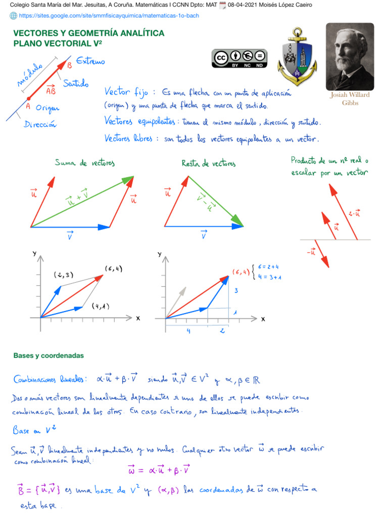 BACH1 MAT1 Vectores y Geometría Analítica | PDF | Pendiente | Vector Euclidiano