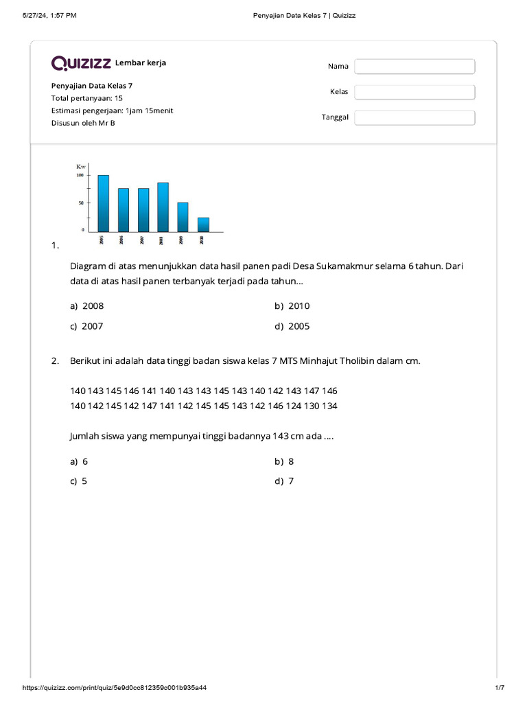 Penyajian Data Kelas 7 | PDF