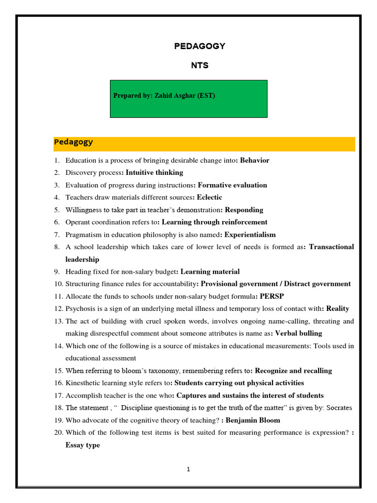 NTS Past papers-1 | Download Free PDF | Learning | Educational Assessment