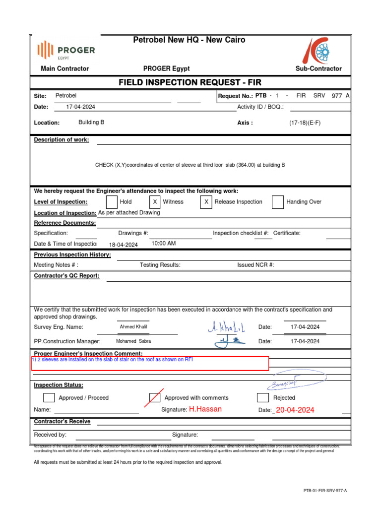 PTB 01 FIR SRV 977 A Signed | PDF | Engineering | Construction Management