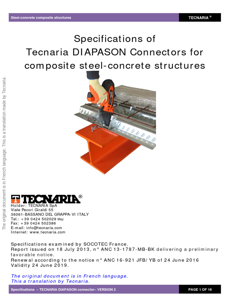 CT F Diapason Specifications Socotec 16.01 en | PDF | Concrete | Beam ...
