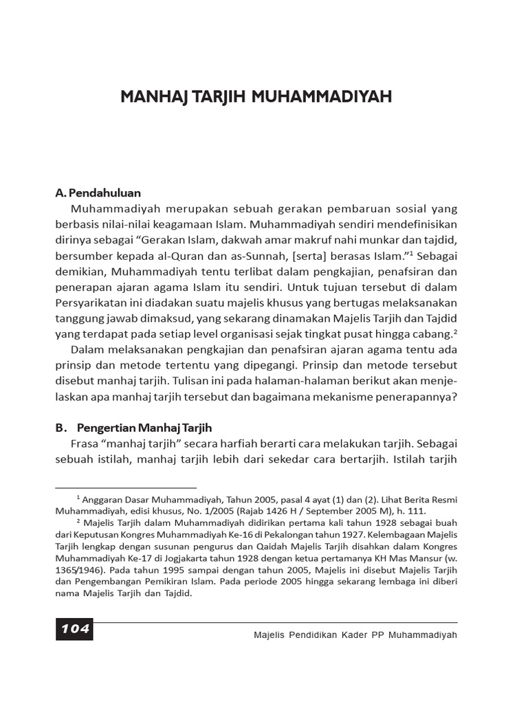 Manhaj Tarjih dalam Muhammadiyah | PDF | Agama & Spiritualitas