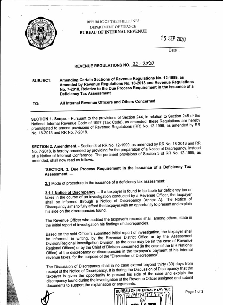 RR No. 22-2020 | PDF