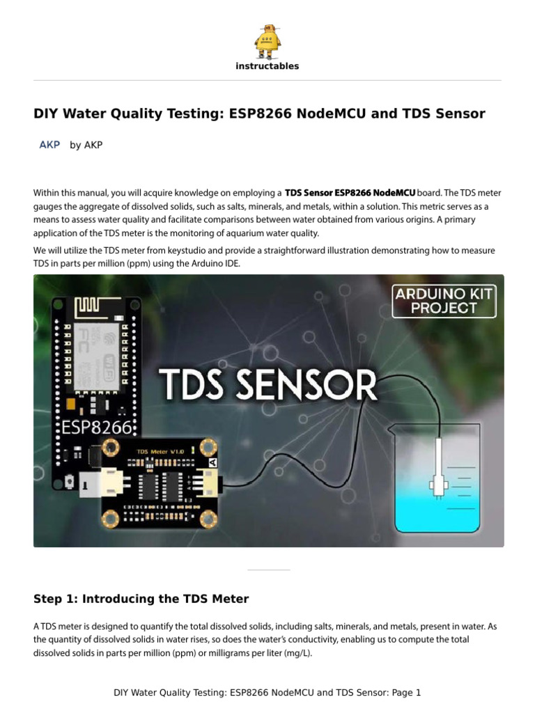 DIY Water Quality Testing ESP8266 NodeMCU and TDS | PDF | Analog To ...