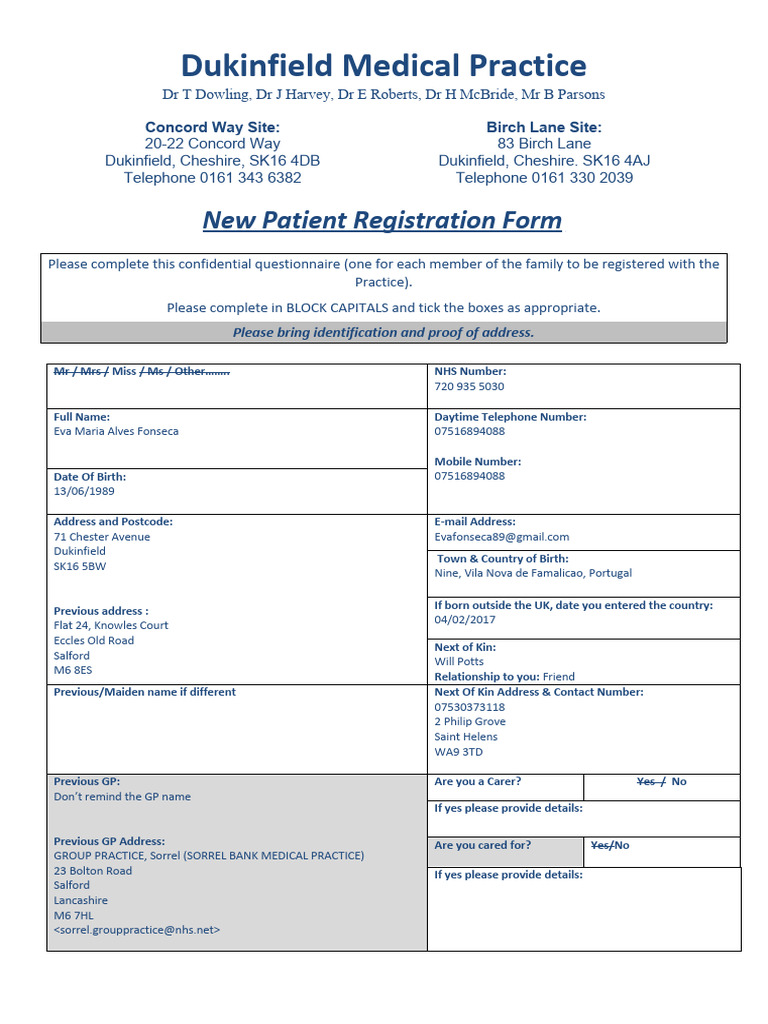 Registration Form Adult 2021 | PDF | Respiratory Diseases | Medicine