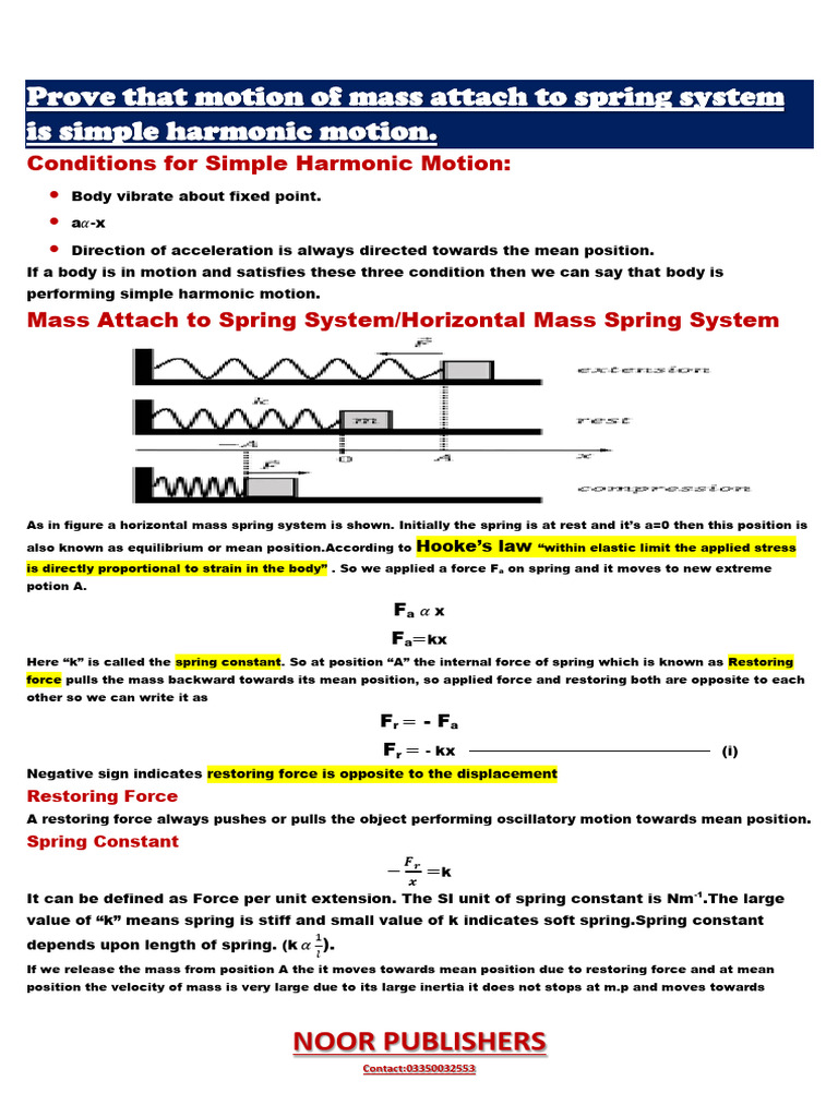 Mass Attach To Spring | PDF | Force | Mass
