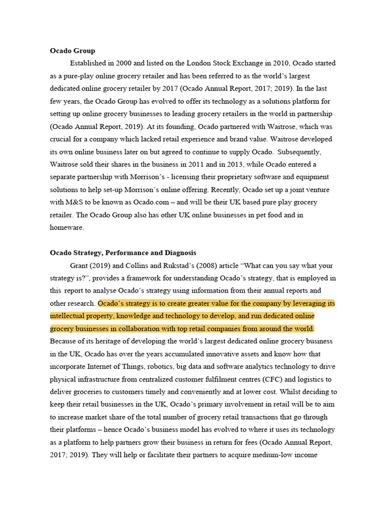 Ocado Group CW Example | PDF | Retail | Business