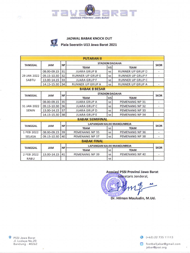 Jadwal Babak Knock Out | PDF