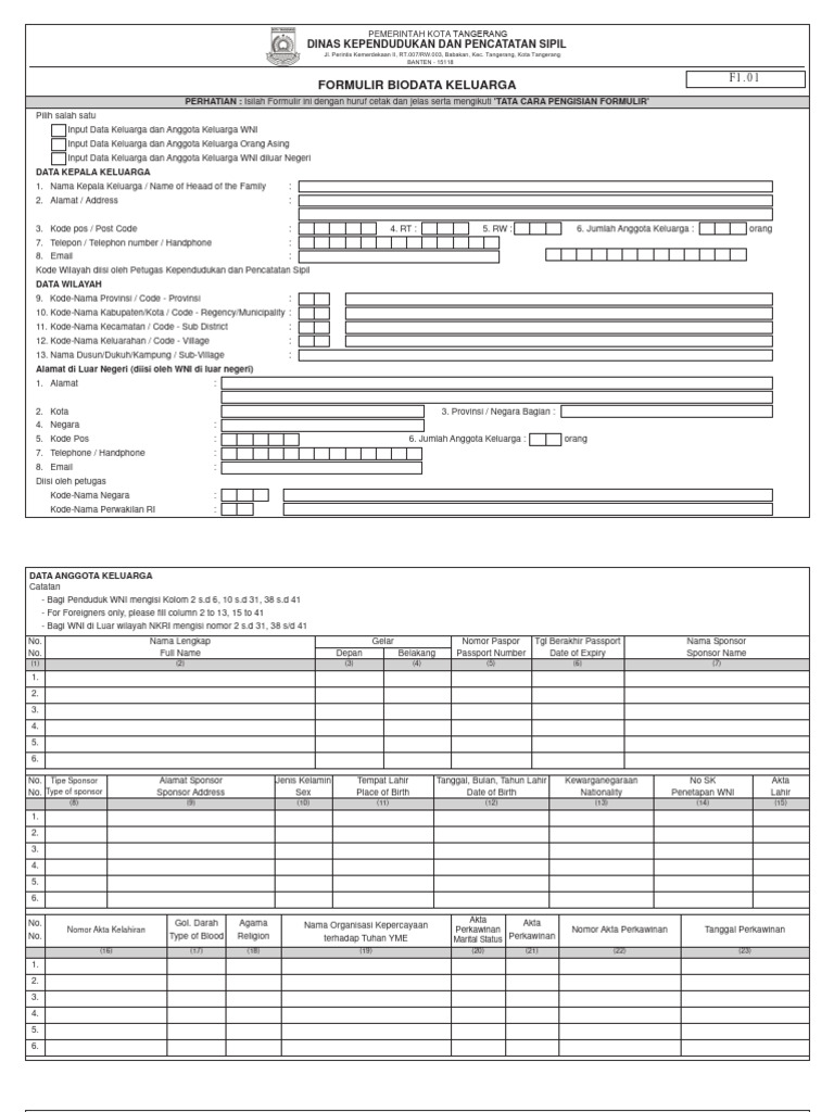 Form F1-01 Asli | PDF