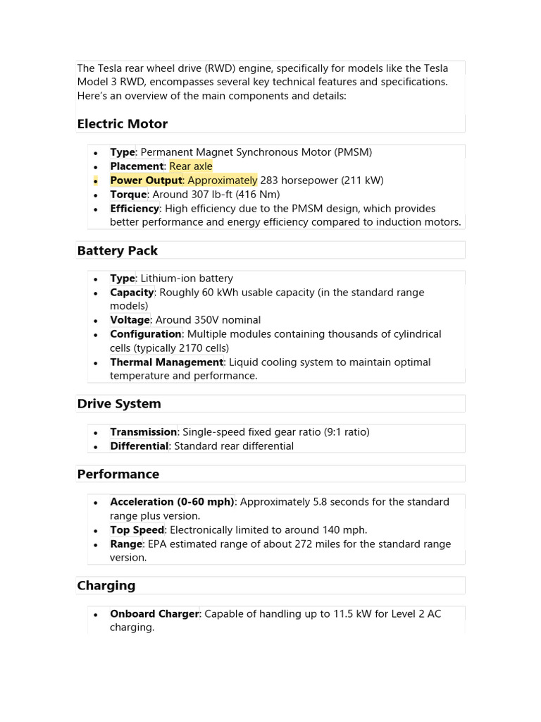 Tesla RWD Technical Paperr | PDF | Electric Motor | Vehicle Technology