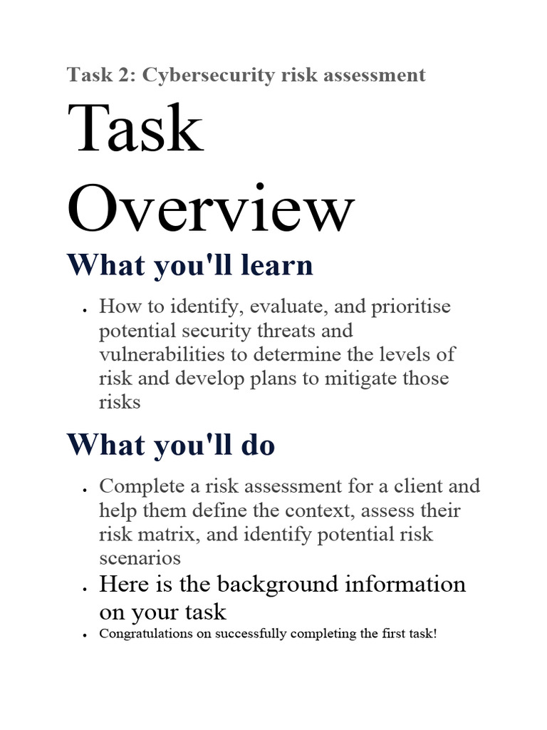2 Cybersecurity Risk Assessments | Download Free PDF | Risk | Computer ...