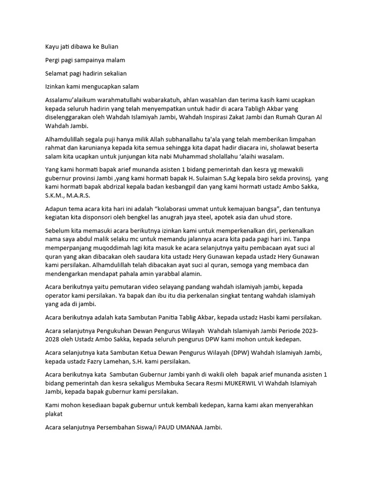 Skrip MC | PDF | Perjalanan | Agama & Spiritualitas